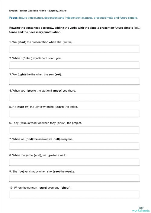 LH GE 1 - 33 - Future time clause. Interactive worksheet | TopWorksheets