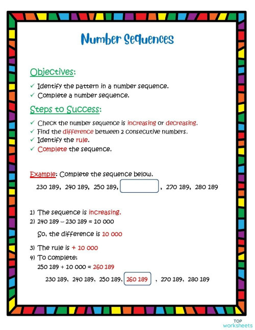 Yr 5 Number Sequences (Lesson 2). Interactive worksheet | TopWorksheets