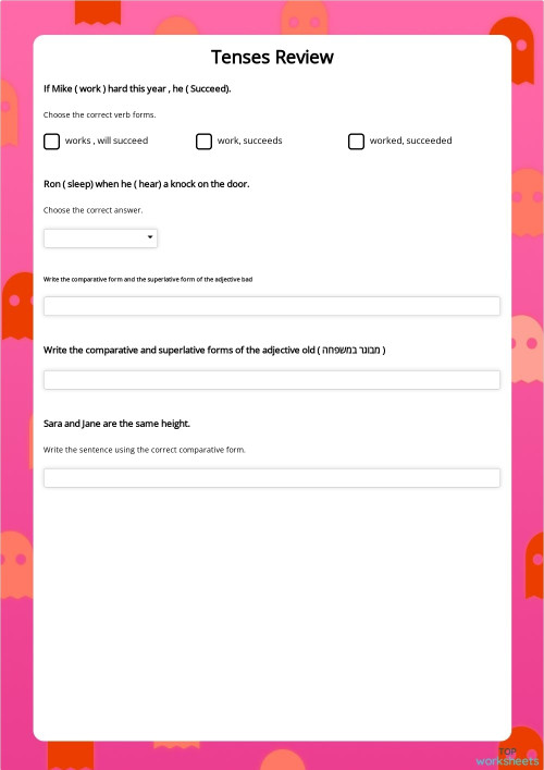 Tenses Review. Interactive worksheet | TopWorksheets