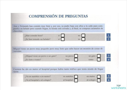 Más allá de las palabras. Comprensión de preguntas.. Ficha interactiva ...