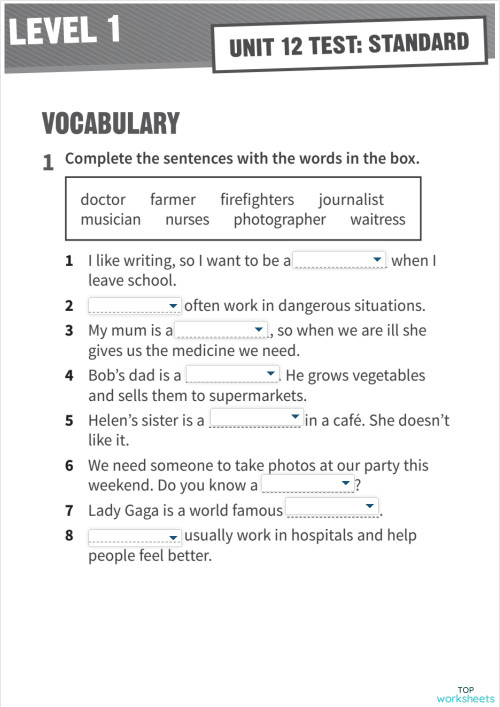 UNIT 12 STANDARD. Interactive worksheet | TopWorksheets