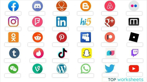 Social Media Icons. Interactive worksheet | TopWorksheets