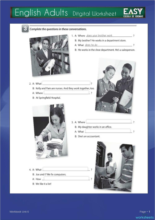 lvl0 - Workbook Unit 8 - Exercise 4. Interactive worksheet | TopWorksheets