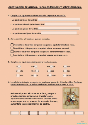 Acentuación: fichas interactivas y ejercicios online | TopWorksheets