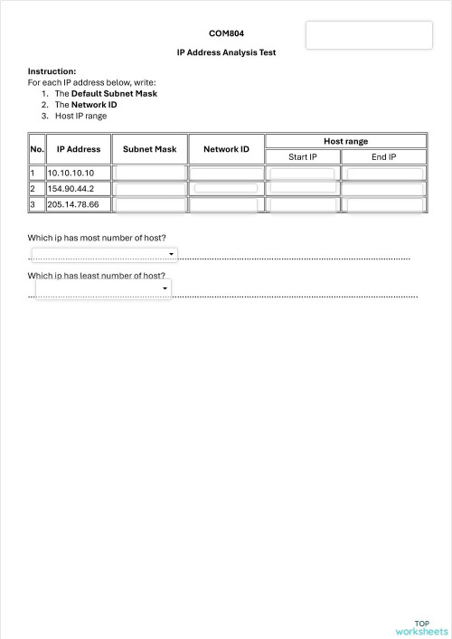Computer networks: interactive worksheets and online exercises ...
