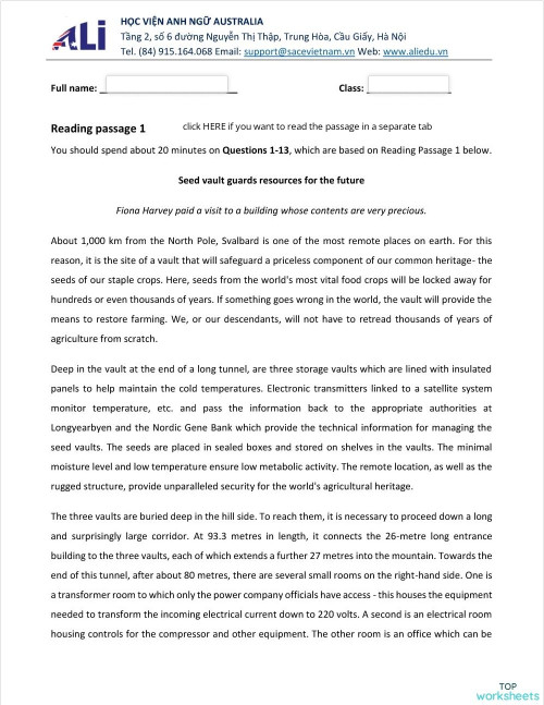 IELTS Practice_Reading Test 3. Interactive worksheet | TopWorksheets