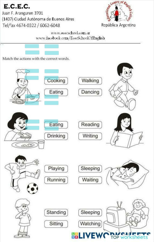 ING Actions. Interactive worksheet | TopWorksheets