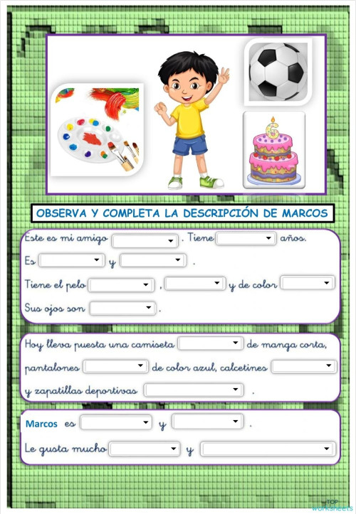Descripción de una persona. Ficha interactiva | TopWorksheets