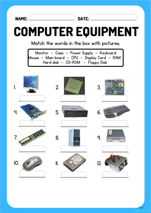computer equipment 6-12 ใบงานเชิงโต้ตอบ | TopWorksheets