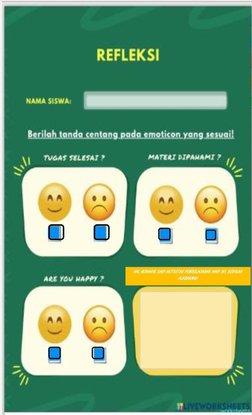 refleksi proyek procedure. Interactive worksheet | TopWorksheets