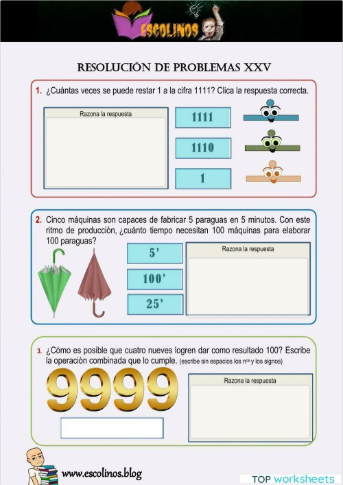Matemáticas 5º. Resolución de problemas XXV. Ficha interactiva ...