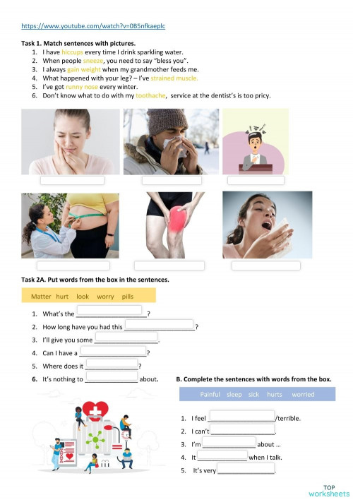 health problems. Interactive worksheet | TopWorksheets