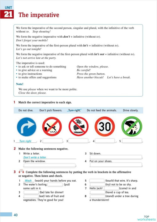 AEF Starter_7B_Imperative. Interactive worksheet | TopWorksheets