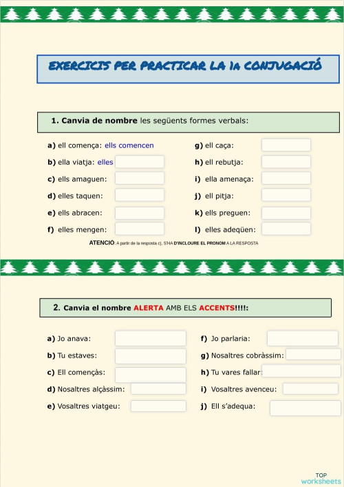 PRACTICAR LA 1a conjugació i la concordança. Fitxa interactiva ...