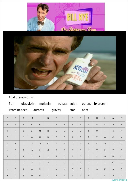 The Sun Bill Nye. Interactive worksheet | TopWorksheets