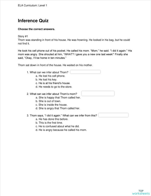 M5 Inference Quiz. Interactive worksheet | TopWorksheets