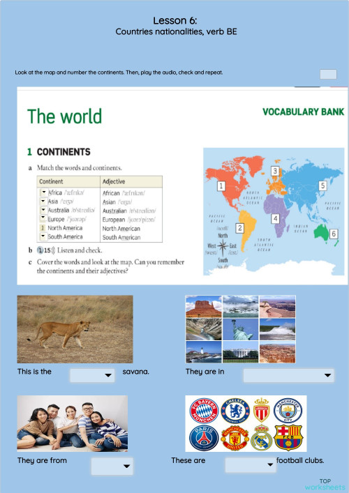 Lesson 6: countries, Nationalities and verb BE. Interactive worksheet ...