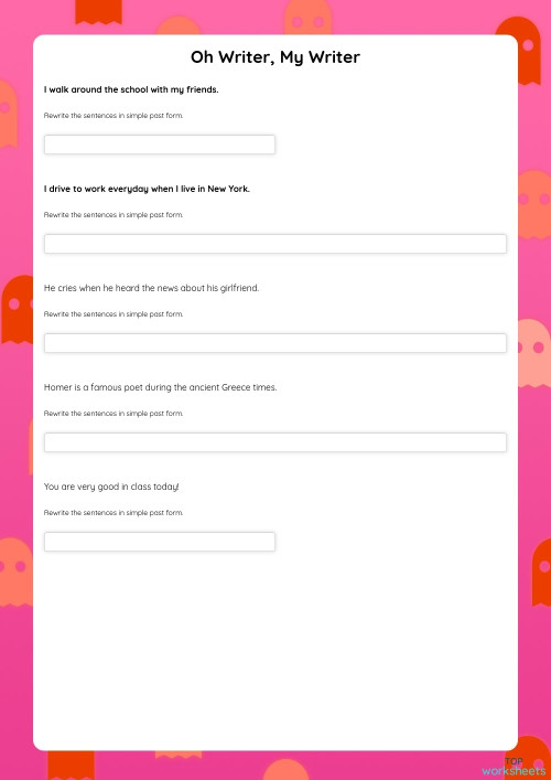 Oh Writer, My Writer. Interactive worksheet | TopWorksheets