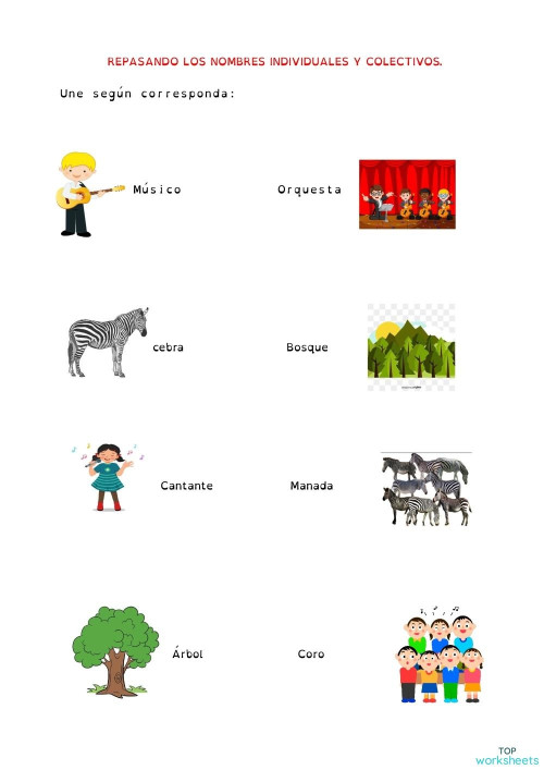 INDIVIDUALES Y COLECTIVOS. Ficha interactiva | TopWorksheets
