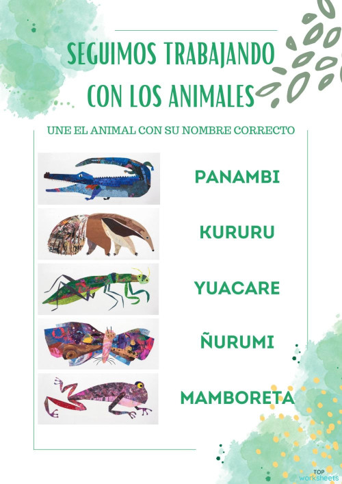 TRABAJO SOBRE LOS ANIMALES. Ficha interactiva | TopWorksheets