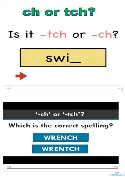 ch or tch videos. Interactive worksheet | TopWorksheets