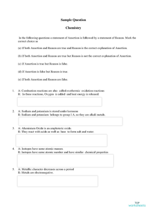 Assertion- Reason Questions. Interactive worksheet | TopWorksheets