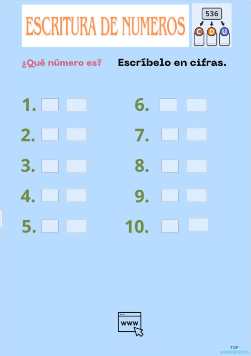Escritura de números: fichas interactivas y ejercicios online ...