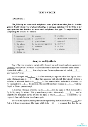 Reading Ielts strategies- TEST 5 CLOZE. Interactive worksheet ...