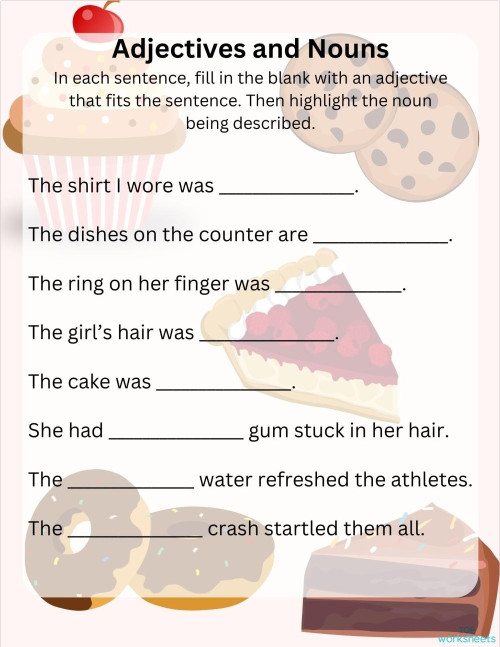 Adjectives and Nouns II. Interactive worksheet | TopWorksheets