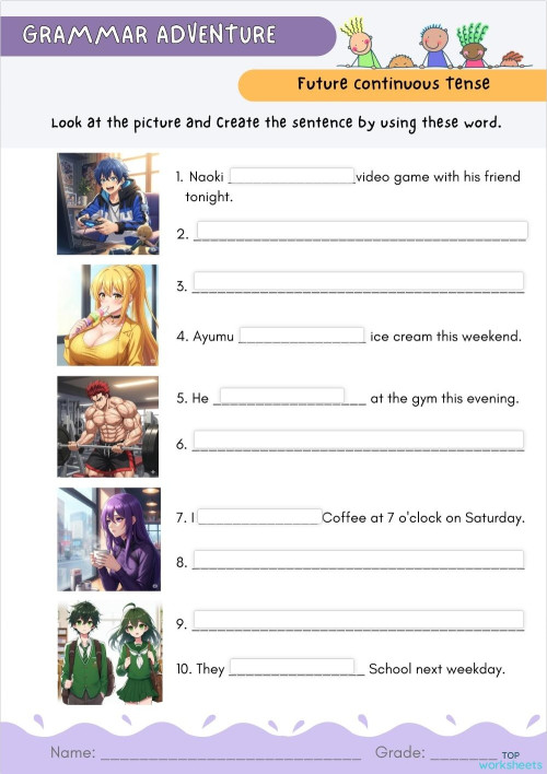 Future Continuous (simplify). Interactive worksheet | TopWorksheets