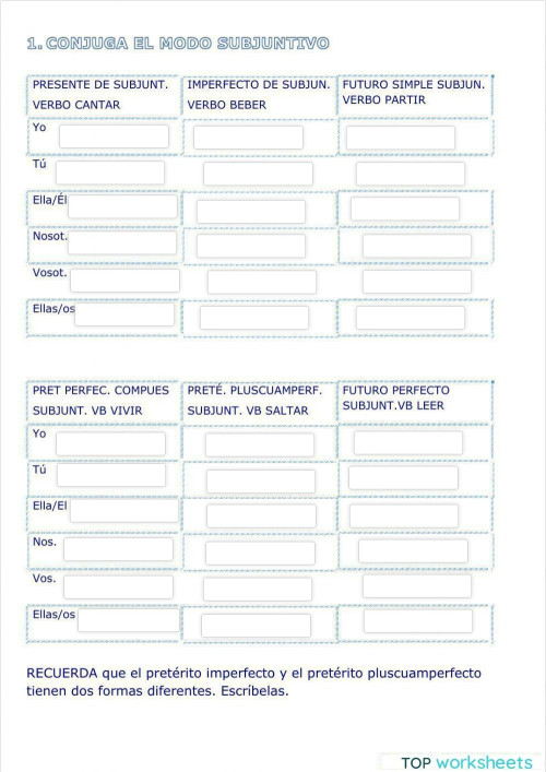 El modo subjuntivo. Ficha interactiva | TopWorksheets