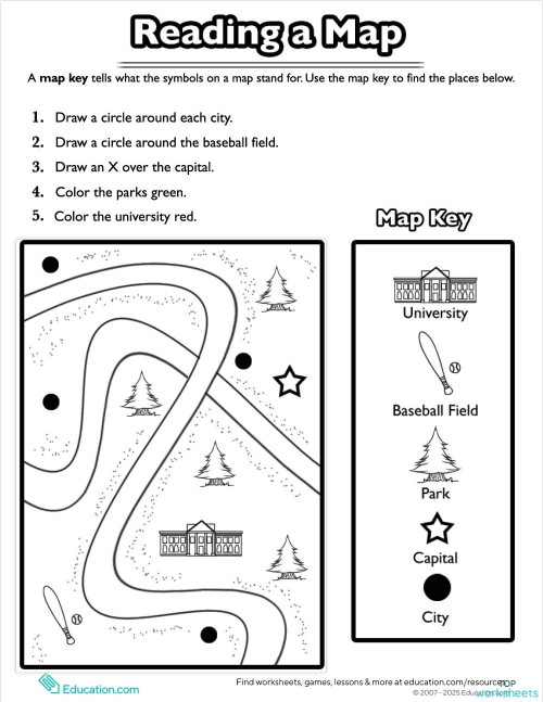Reading a Map 2. Interactive worksheet | TopWorksheets