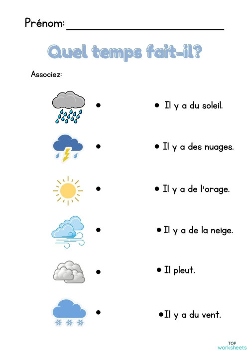 Quel temps fait-il?. Fiche interactive | TopWorksheets