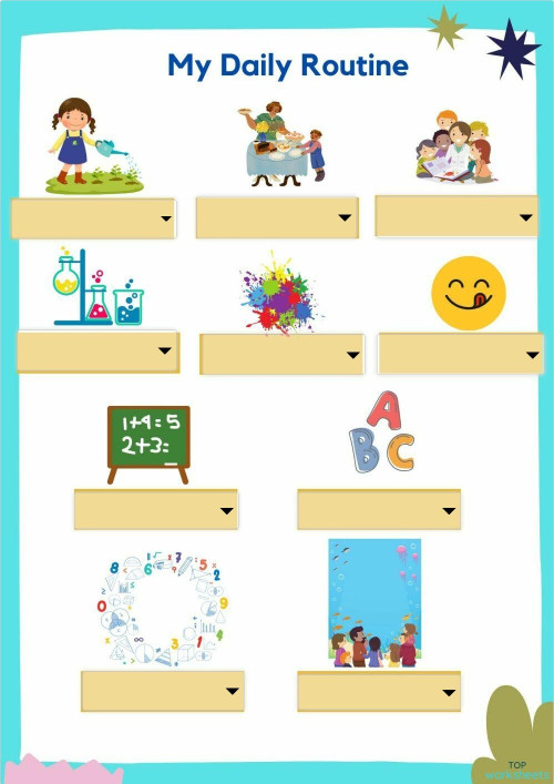 My daily Routine ใบงานเชิงโต้ตอบ | TopWorksheets