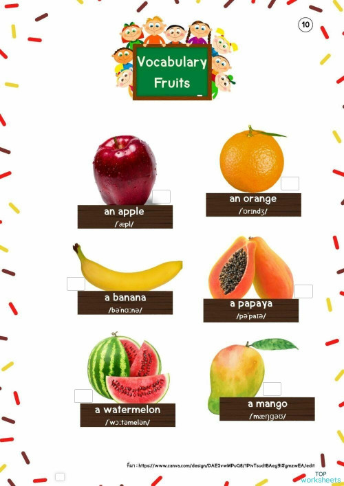 vocabulary fruits 1. Interactive worksheet | TopWorksheets