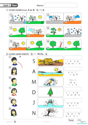Starlight 2 Unit 1 exam. Interactive worksheet | TopWorksheets