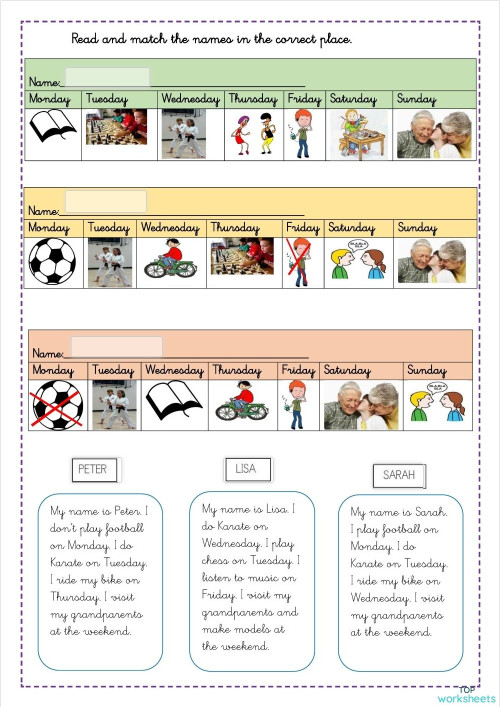 Read and match. Interactive worksheet | TopWorksheets