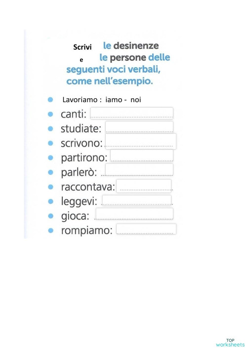 VERIFICA DI RECUPERO SUI VERBI B. Interactive worksheet | TopWorksheets