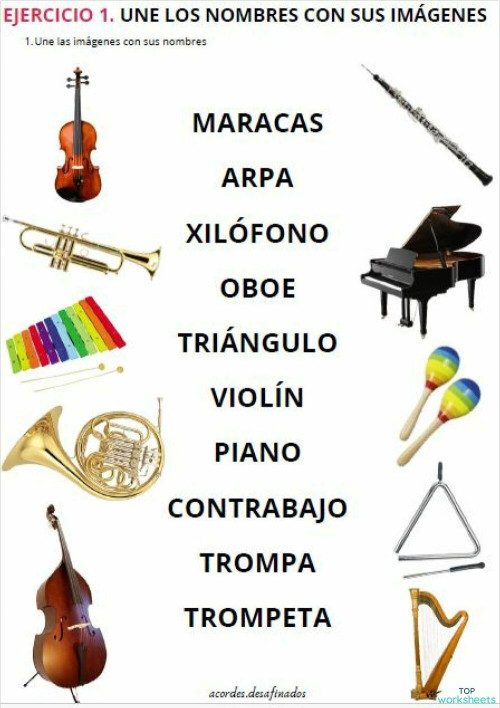 FAMILIAS DE INSTRUMENTOS. Ficha interactiva | TopWorksheets
