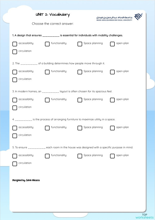 UNIT 2: Vocabulary. Interactive worksheet | TopWorksheets