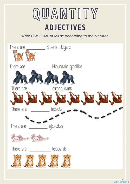 Endangered Animals Handout/ Quantity Adjectives. Interactive worksheet ...