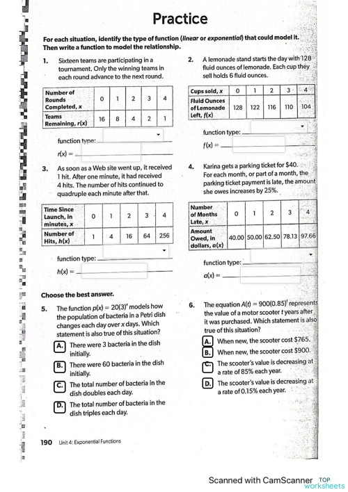 Write exponential equations from situations practice. Interactive ...