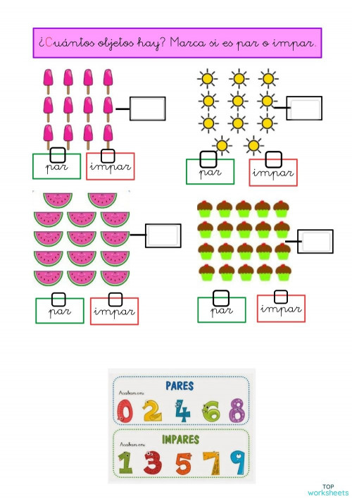 Par o impar. 1. Ficha interactiva | TopWorksheets