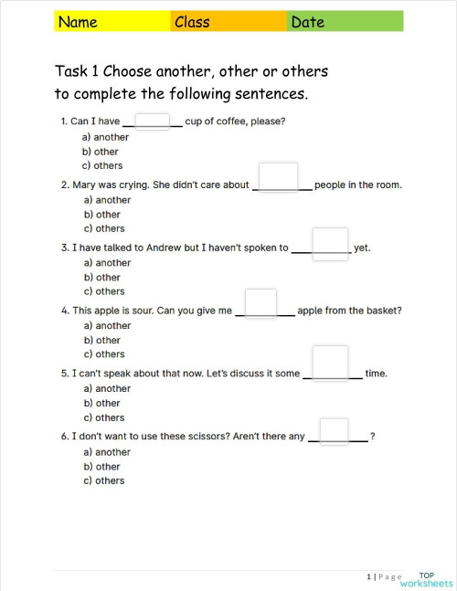 OTHER ANOTHER. Interactive worksheet | TopWorksheets