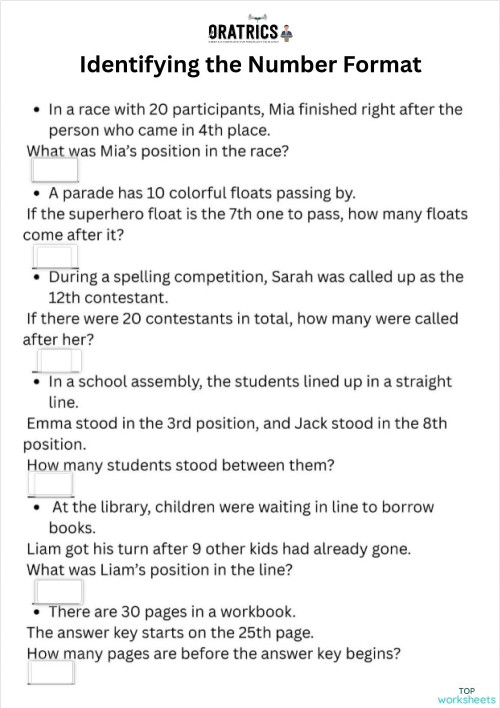 Identifying the Number Format. Interactive worksheet | TopWorksheets