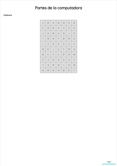 Partes de la computadora. Ficha interactiva | TopWorksheets