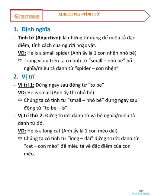 Adjective exercise. Interactive worksheet | TopWorksheets