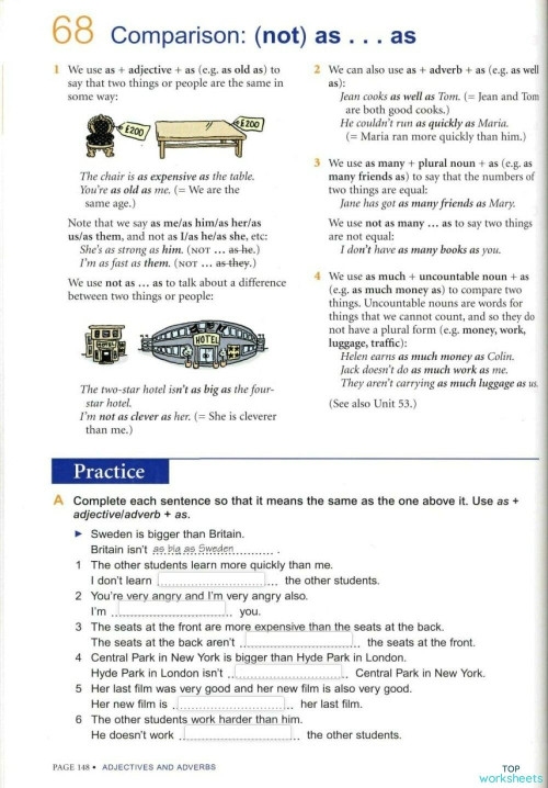 U68 Comparison. Interactive worksheet | TopWorksheets