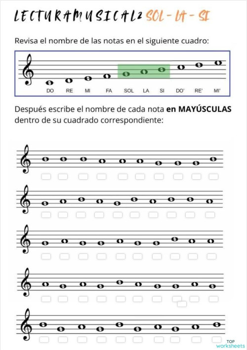 Música: fichas interactivas y ejercicios online | TopWorksheets