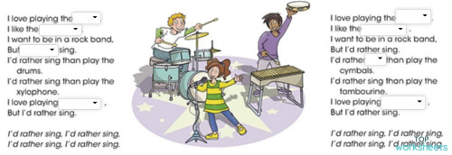 Instruments song. Interactive worksheet | TopWorksheets